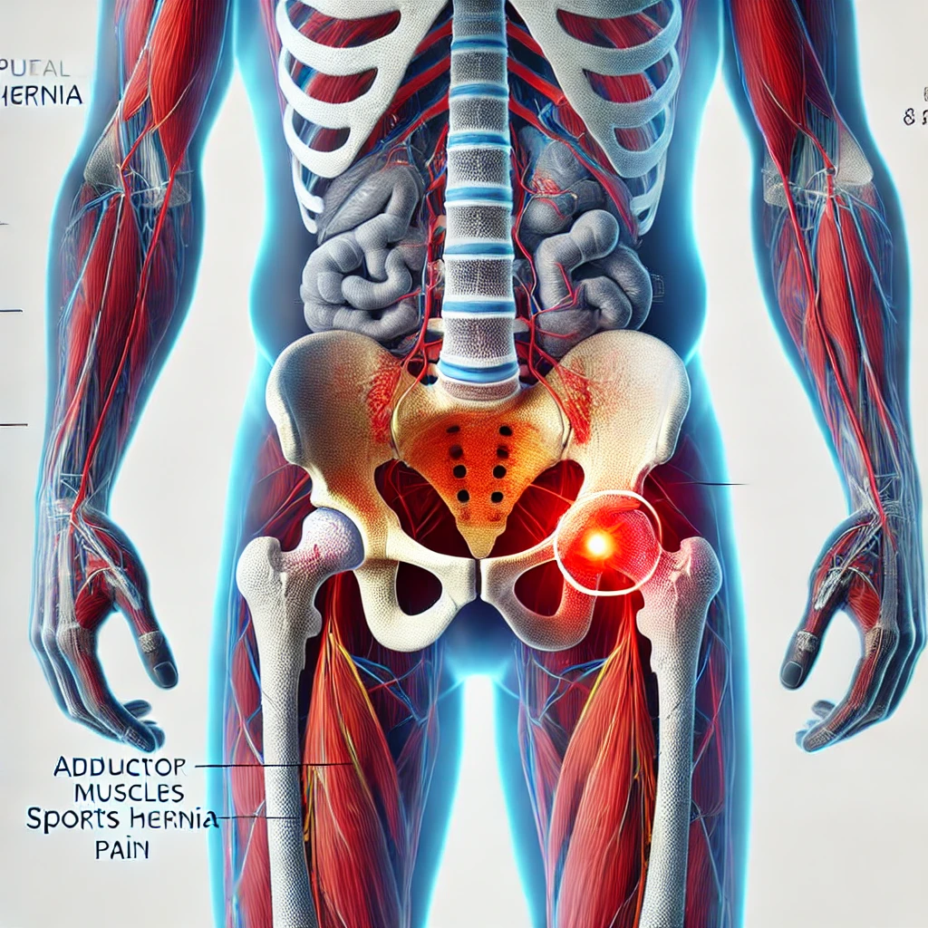 DALL·E 2025-03-11 12.38.03 - A medical illustration of pubalgia (sports ...
